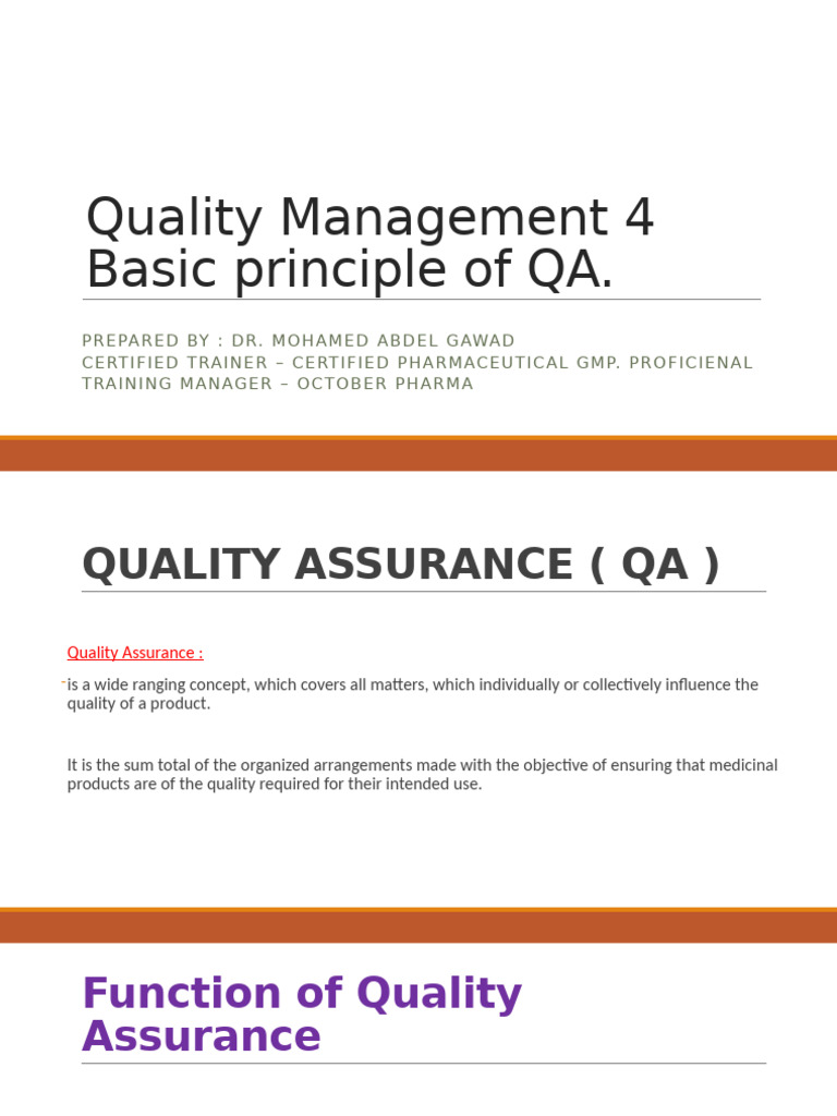 Quality Management 4 Lecture 1 1 Pdf