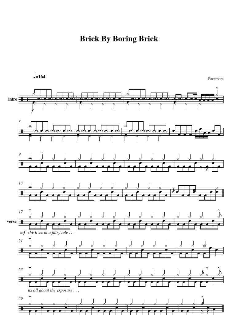 Brick by Boring Brick Sheet Music | Songs | Musical Compositions | Free ...