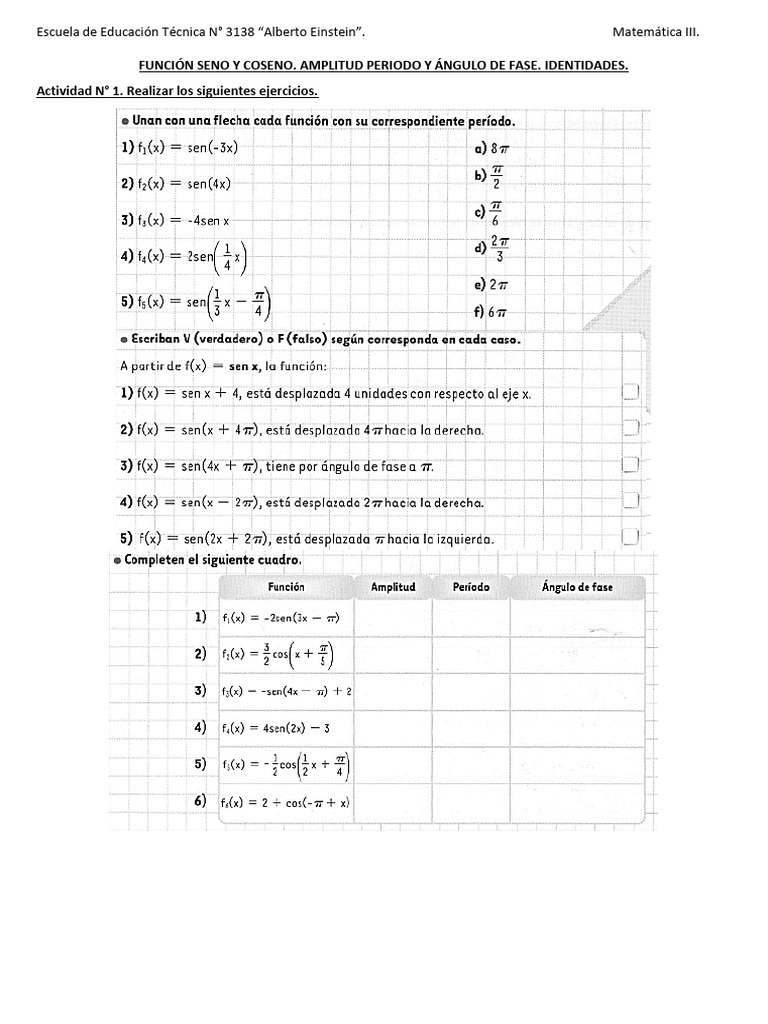 T. P. N.- 3. Funci-n Seno y Coseno. Identidades. 2025 | PDF