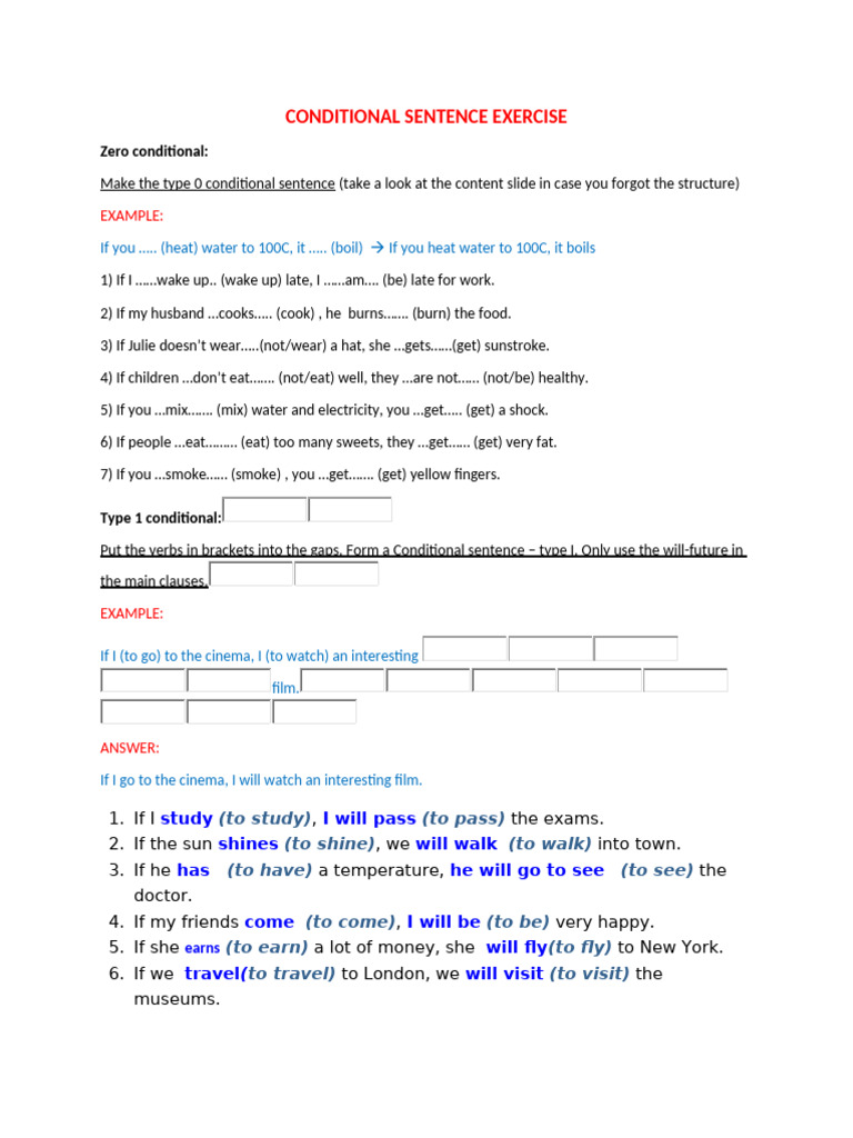 Conditional Sentence Exercise | PDF