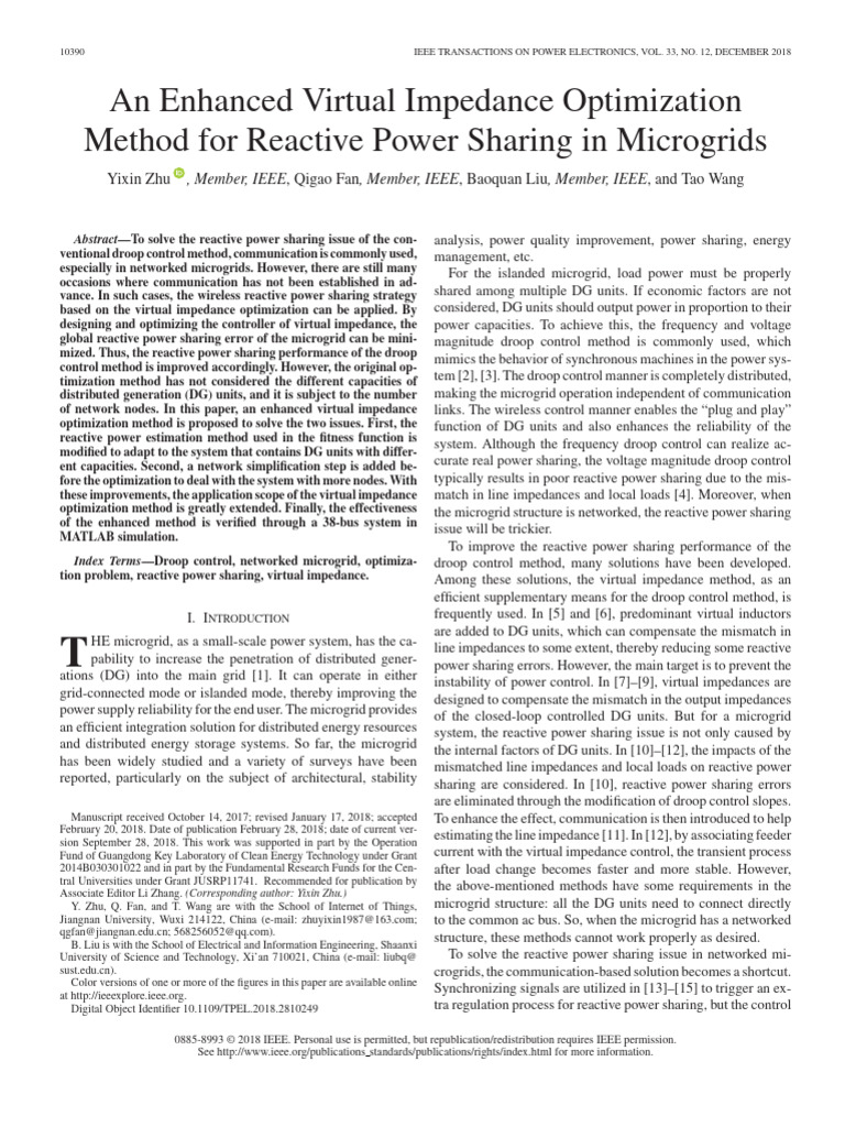 An Enhanced Virtual Impedance Optimization Method For Reactive Power ...