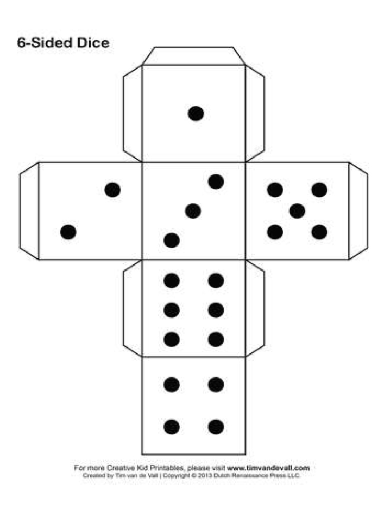Printable 6 Sided Paper Dice Tabs 350 | PDF