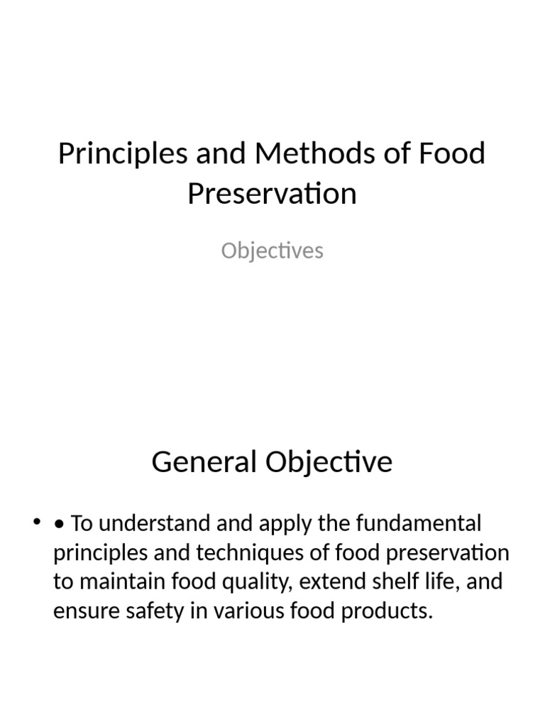 Food Preservation Objectives | PDF