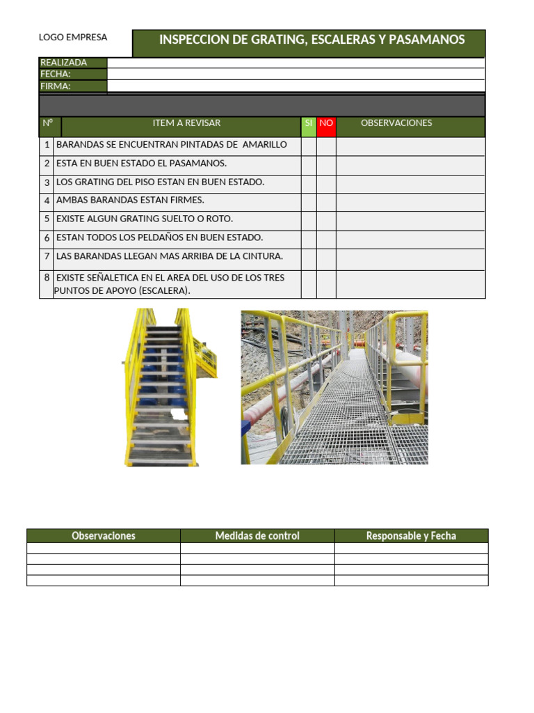 Inspeccion Check List de Grating Escaleras y Pasamanos | PDF