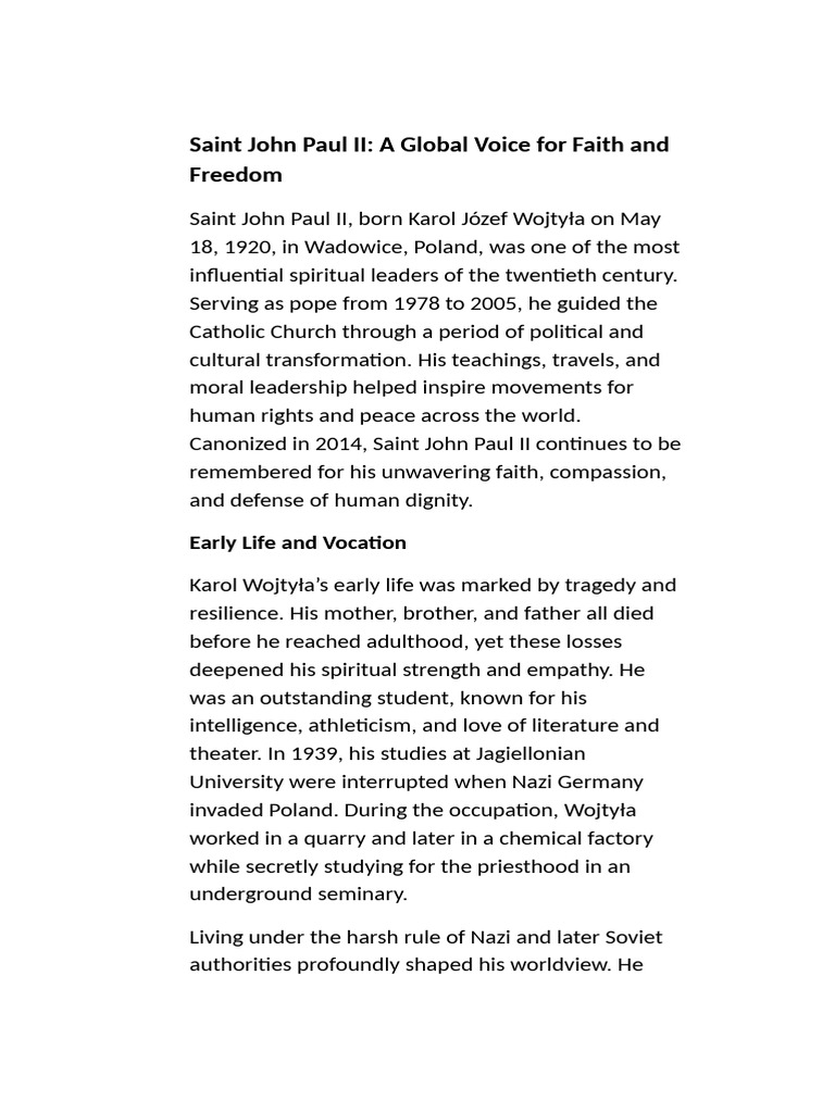 Saint John Paul II - Docx Gavin The Bums Project | PDF | Pope John Paul ...