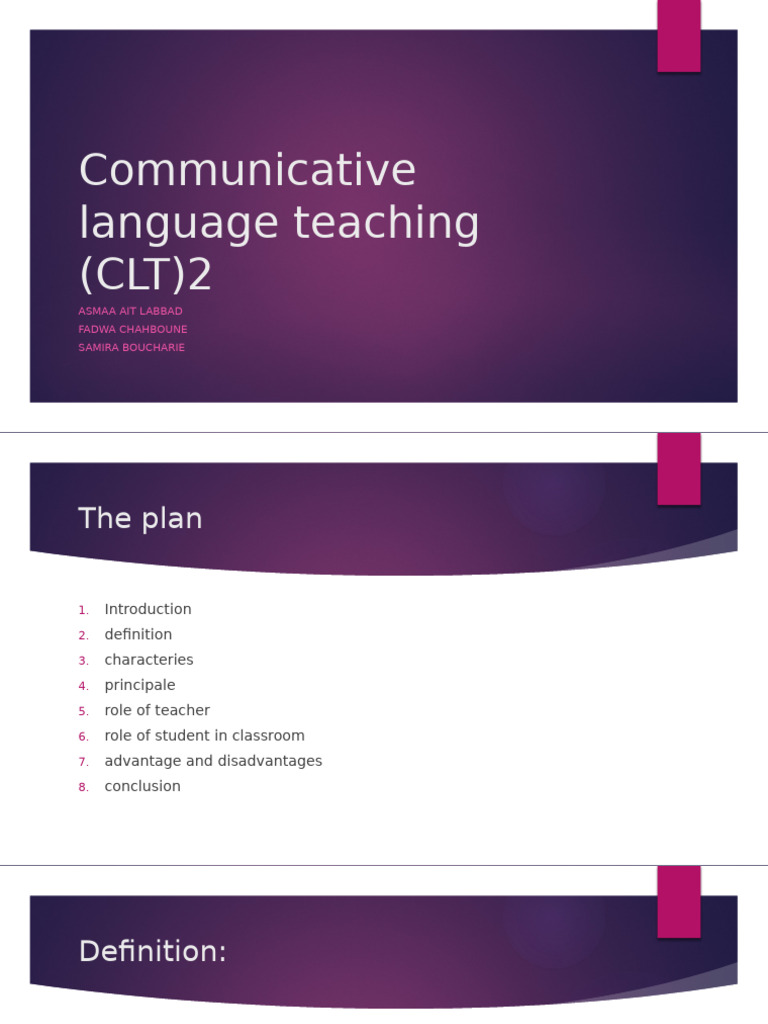 Communicative Language Teaching (CLT) 2 | PDF | Learning | Language ...