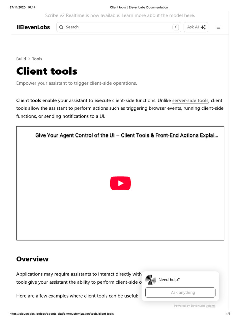 Client Tools - ElevenLabs Documentation Client Tools | PDF | Command Line Interface | Client ...