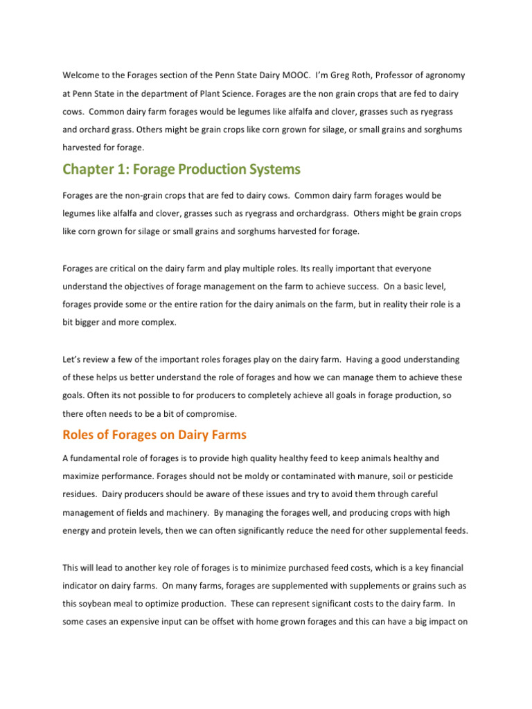 Week 2.1-Forages-Part-1 in English | PDF | Animal Feed | Dairy Cattle