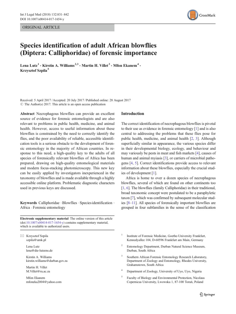 African Blowfly Species Identification Guide | PDF | Africa | Fly