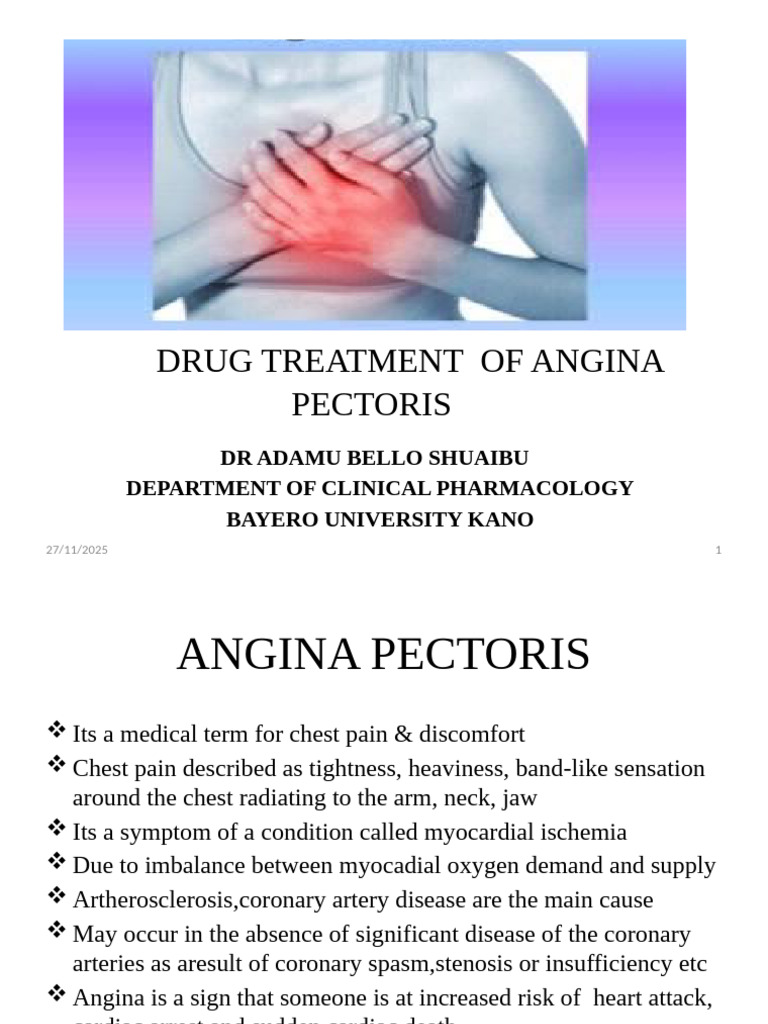 Drug Treatment of Angina Pectoris 1-1 | PDF | Myocardial Infarction ...