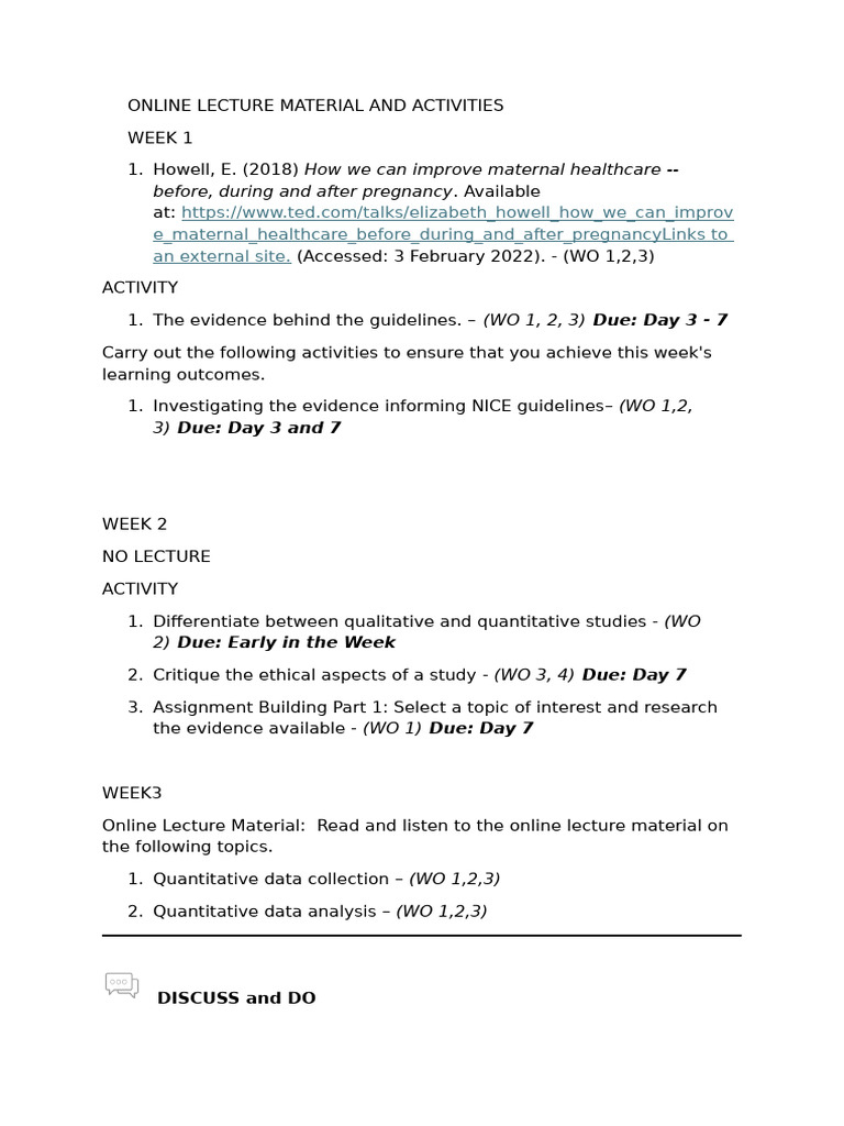 ONLINE LECTURE MATERIAL AND ACTIVITIES Hnu303 | PDF | Quantitative ...