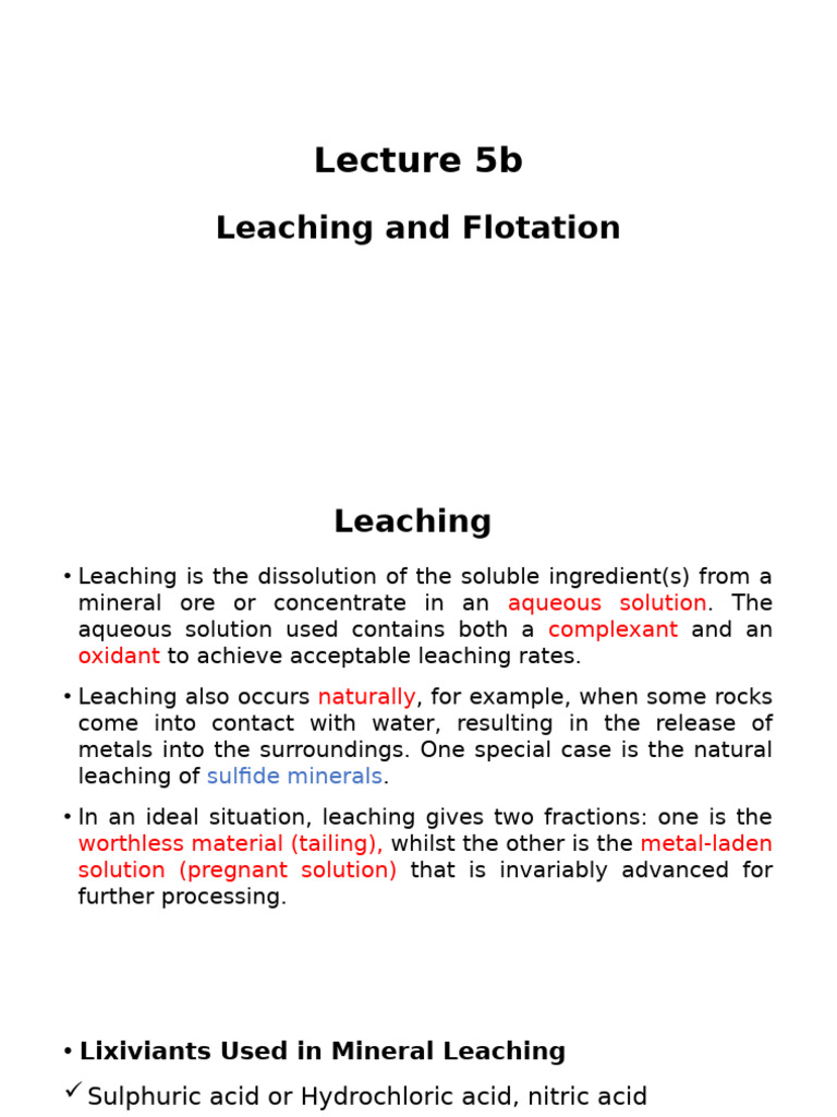 Leaching and Flotation Techniques Explained | PDF | Ore | Adsorption