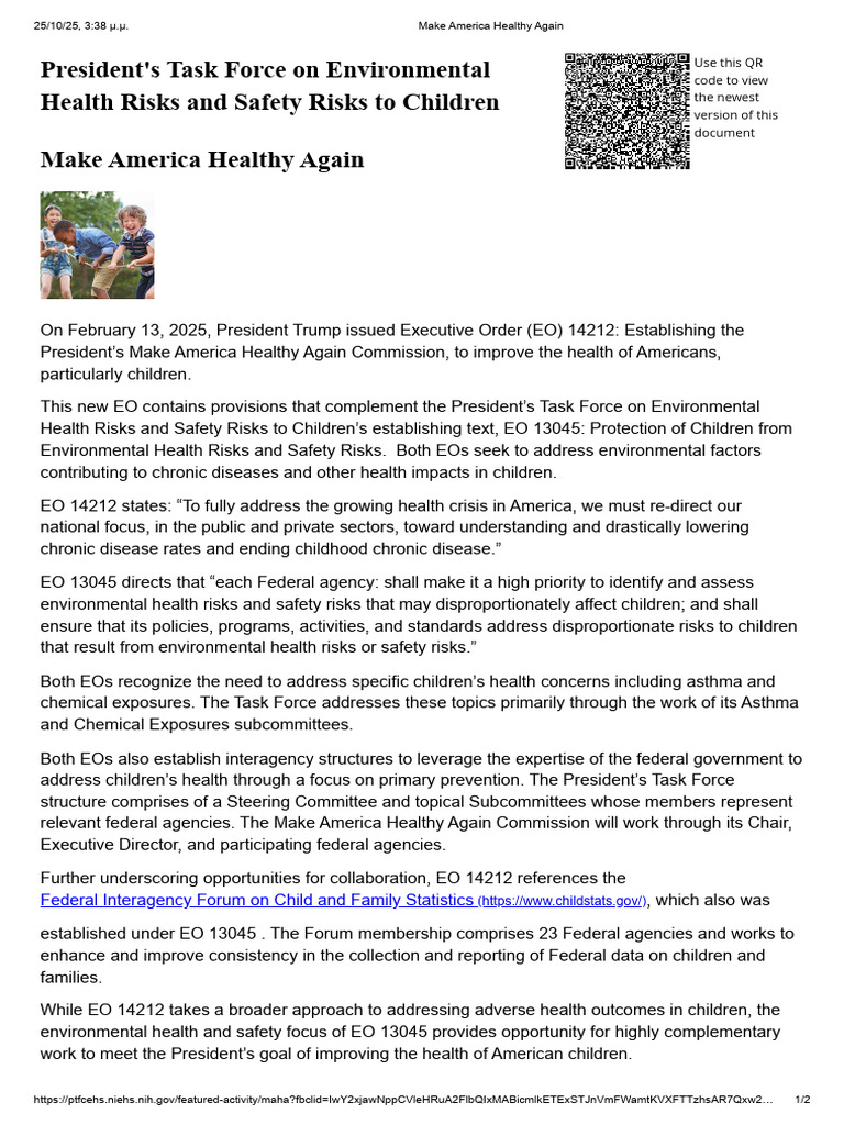 Make America Healthy Again | PDF | Risk | Environmental Health