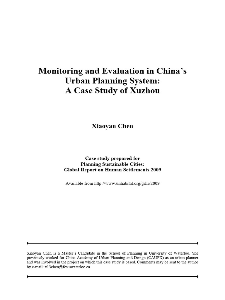 Chen - 2009 - Monitoring and Evaluation in China's Urban Planning System A Case Study of Xuzhou ...