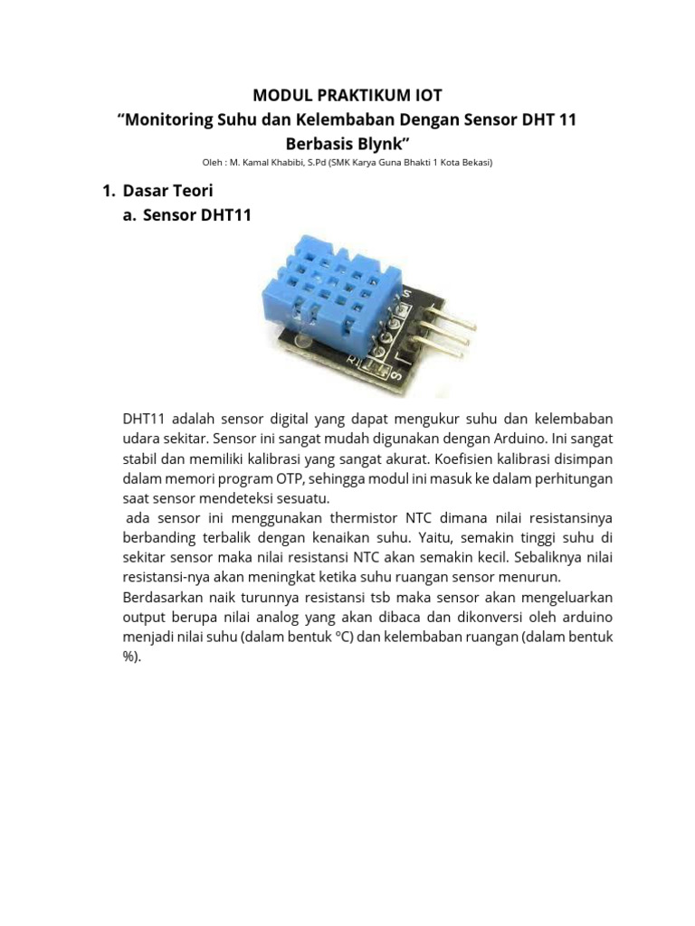 Materi 4 - Monitoring Suhu Dan Kelembaban Dengan Sensor Dht11 Berbasis Blynk | PDF