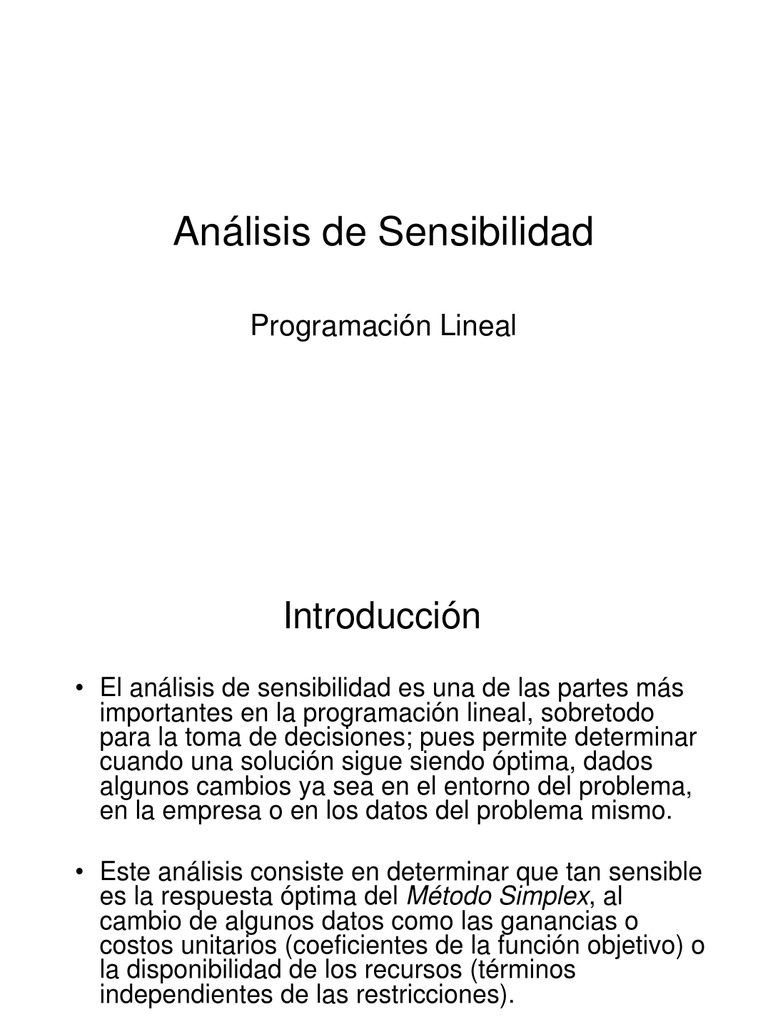 Analisis_de_Sensibilidad | Programación lineal | Análisis matemático
