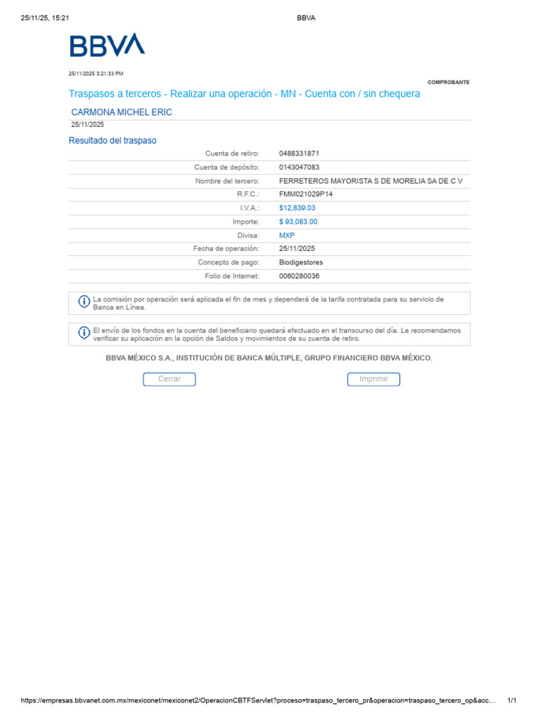 Pago Fereteros Mayoristas 93083.00 | PDF