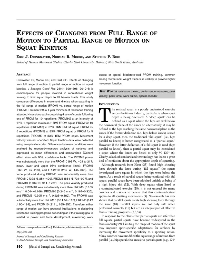 Effects of Changing From Full Range of Motion To.2 | PDF | Strength ...