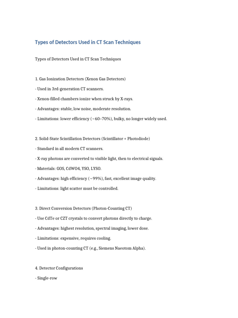 CT Scan Detector Types Explained | PDF