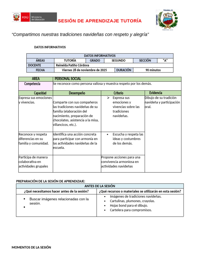 Tradiciones Navideñas en Tutoría Escolar | PDF | Navidad | Tradiciones ...