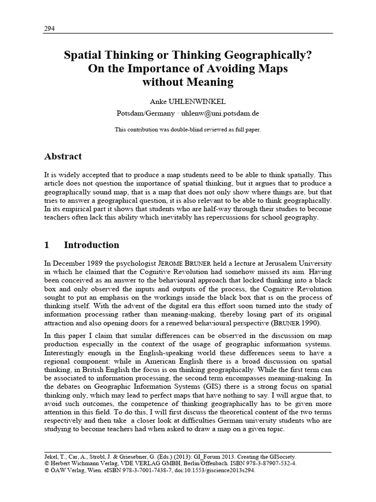 Importance of Geographic Thinking in Mapping | PDF | Thought | Space