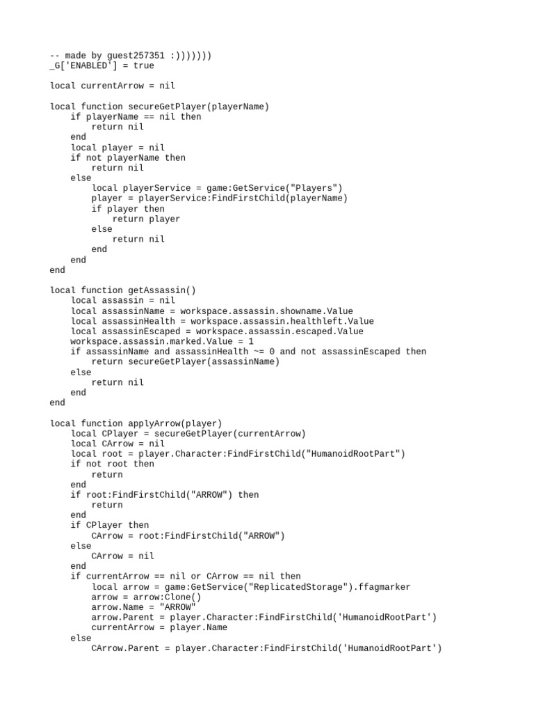 Roblox Assassin Arrow Script | PDF