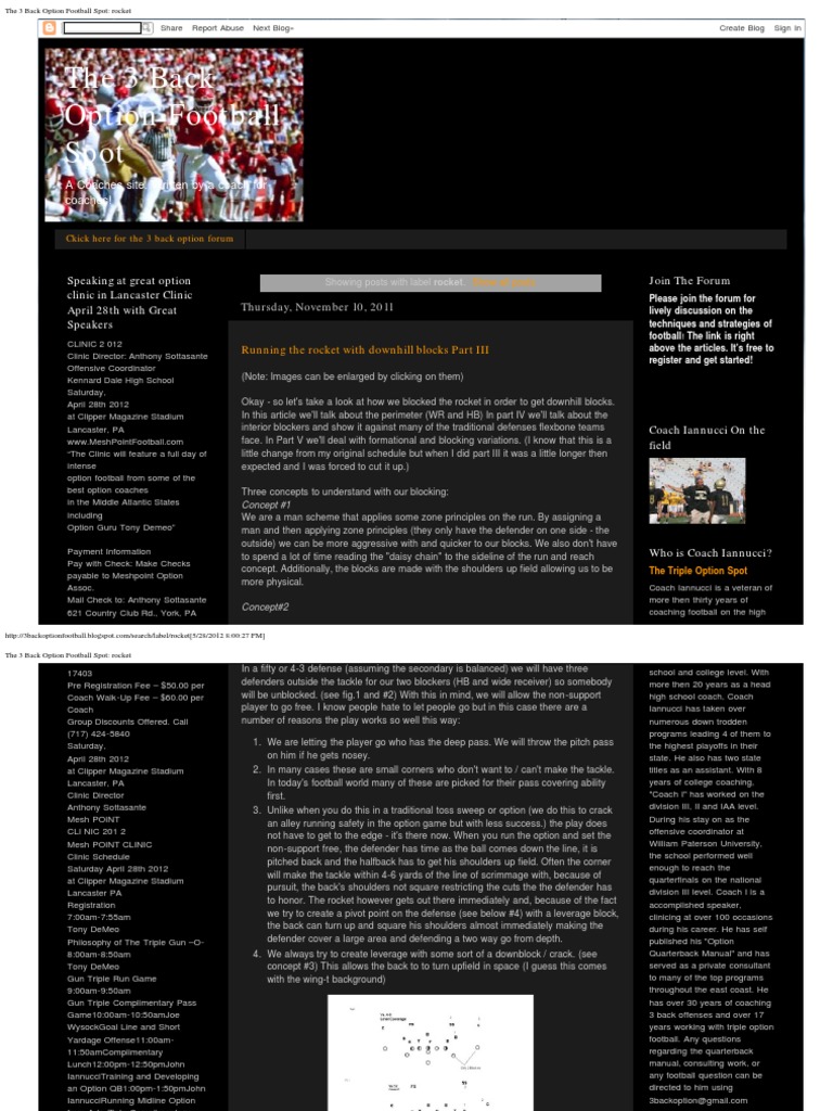 Rocket Blocking in 3 Back Option Football | PDF | Quarterback ...