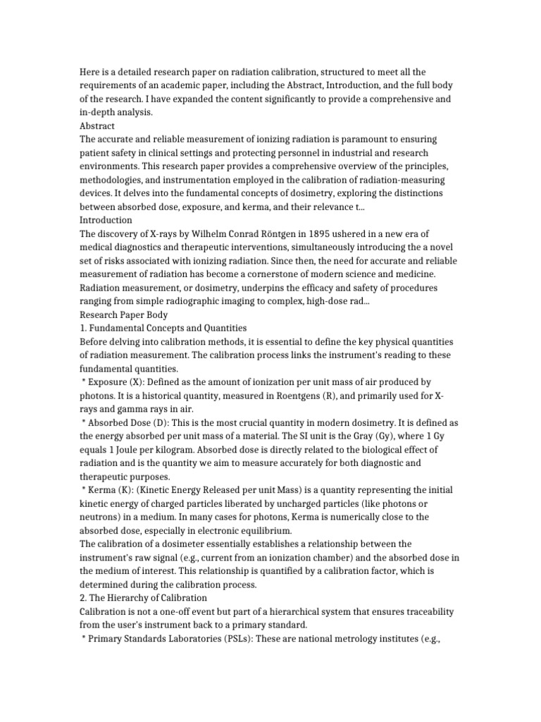 Radiation Calibration: Methods & Standards | PDF | Dosimetry | Radiation