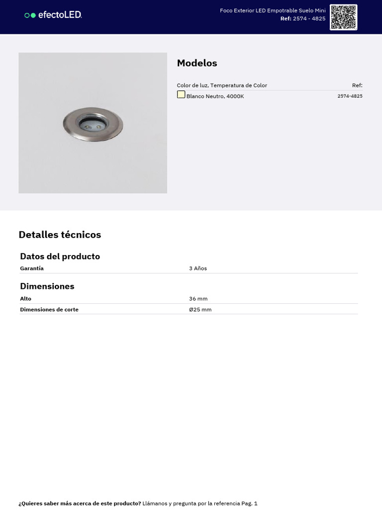 Foco Exterior LED Empotrable Suelo Mini | PDF | Diodo emisor de luz