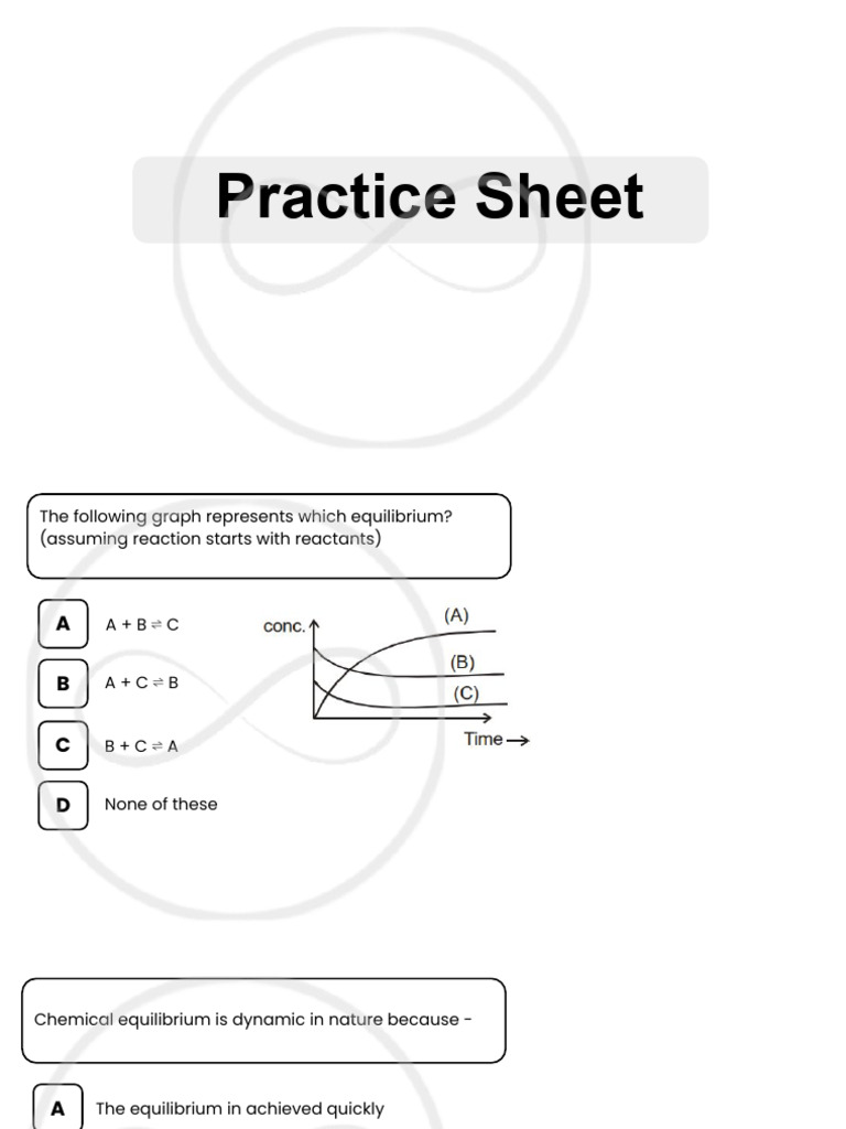 Chemical Equilibrium Practice Questions | PDF | Chemical Equilibrium ...