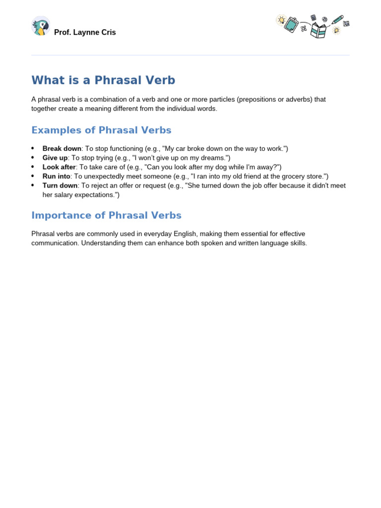 Understanding Phrasal Verbs | PDF