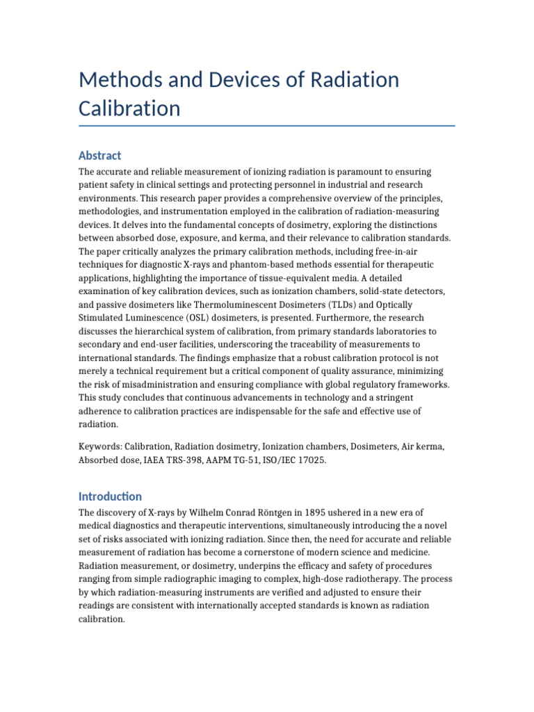Radiation Calibration Methods & Devices | PDF | Dosimetry | Calibration