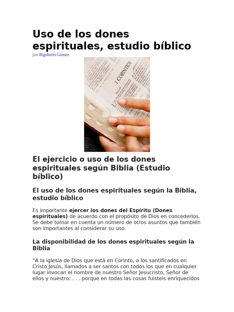 Uso y Disponibilidad de Dones Espirituales | PDF | Don espiritual ...