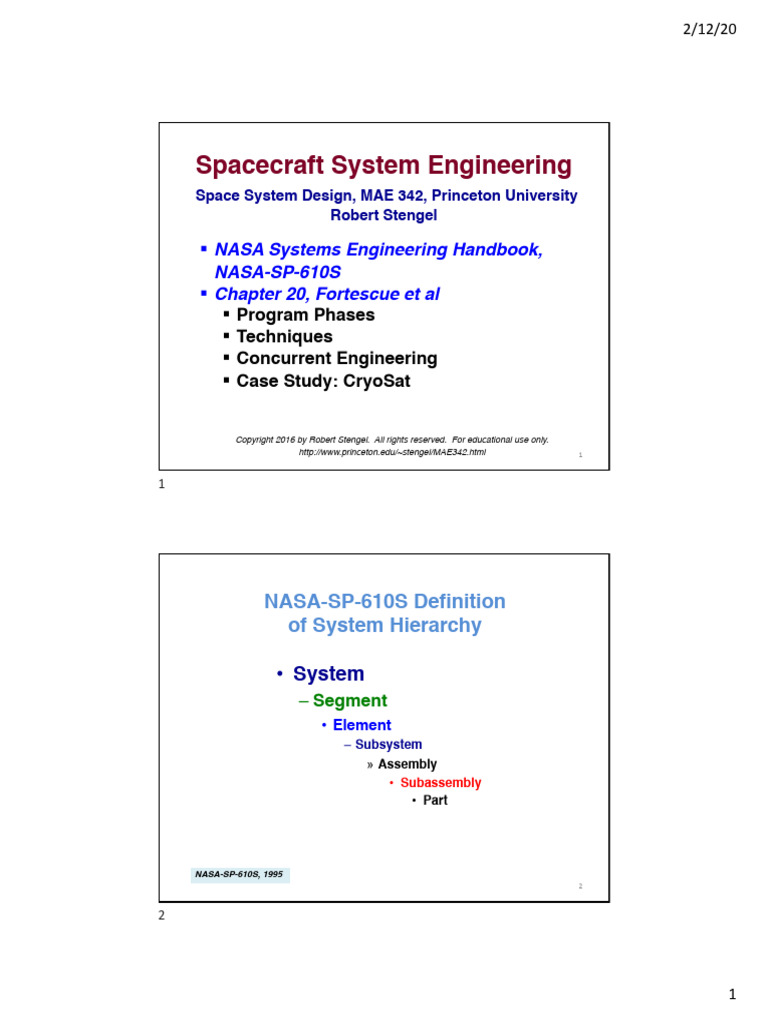 MAE342 Lecture 23 System Eng | PDF | Spaceflight | Astronomy