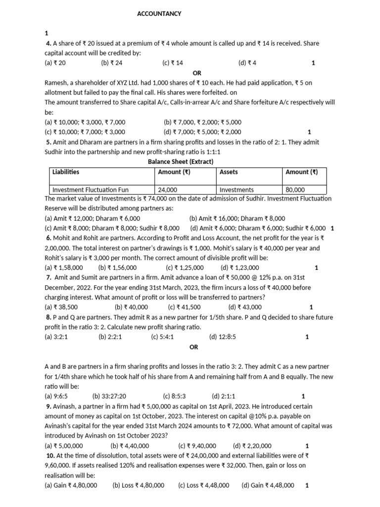 Accountancy Worksheet 4 | PDF | Goodwill (Accounting) | Debits And Credits