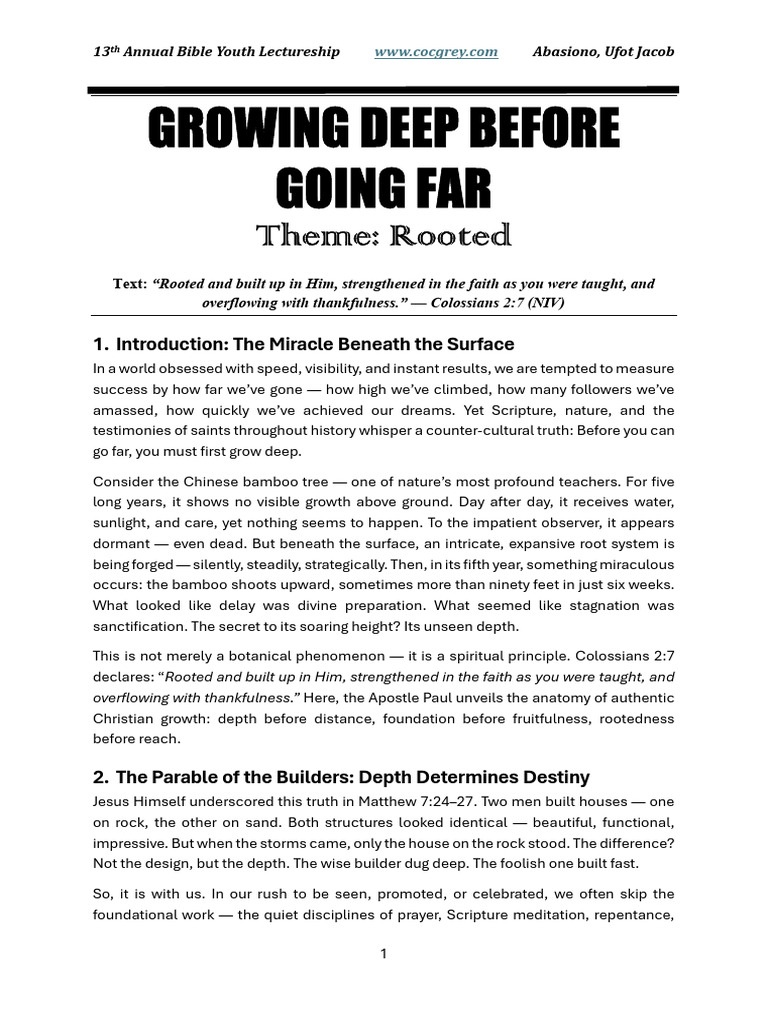 Growing Deep in Faith Before Success | PDF | Jesus | Bible