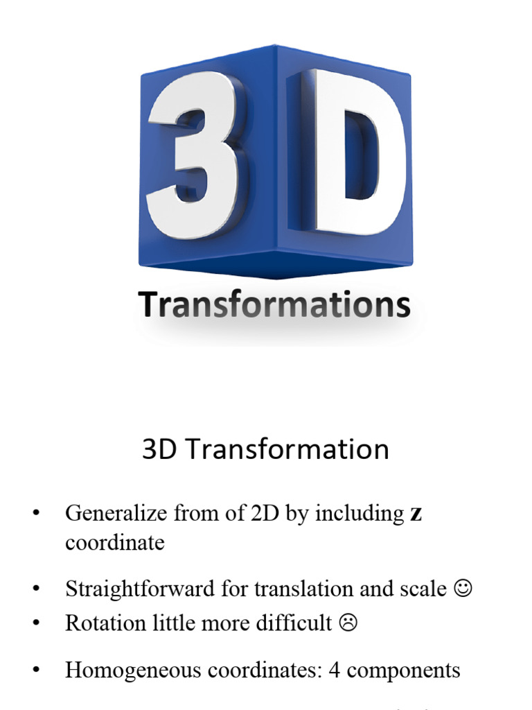 3D Transformations: Translation, Rotation, Scaling | PDF
