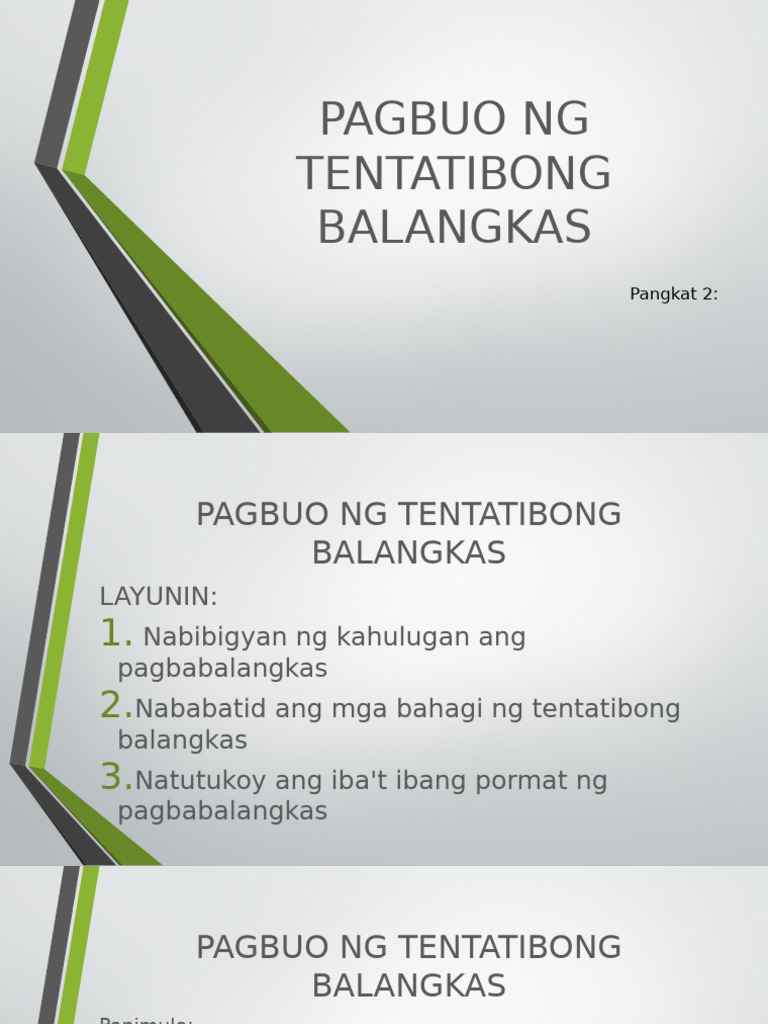 Pagbuo NG Tentatibong Balangkas | PDF