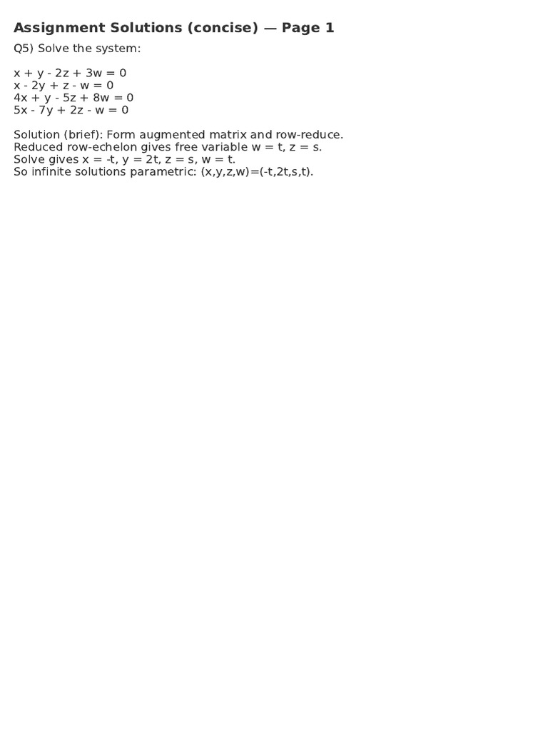 Linear Algebra Solutions | PDF | Basis (Linear Algebra) | Eigenvalues And Eigenvectors