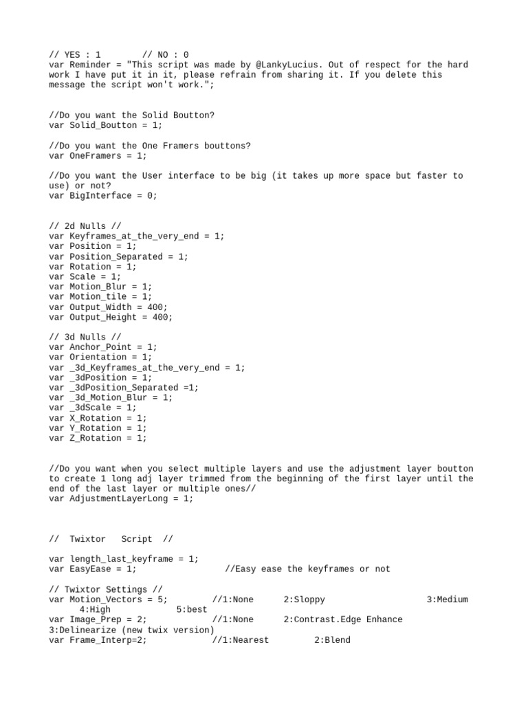 Twixtor and RSMB Script Settings | PDF | Software | Computing