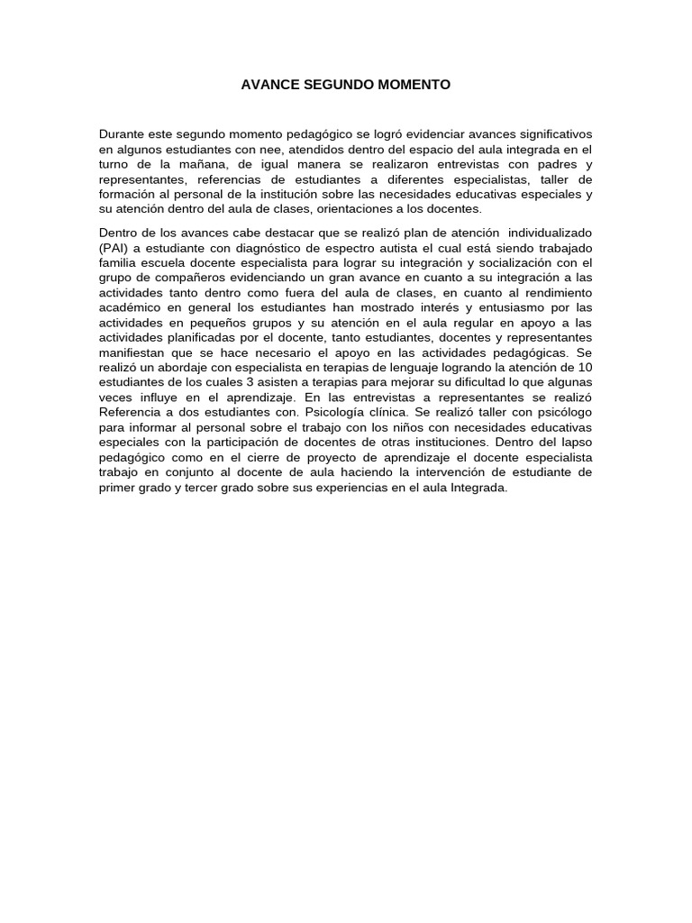 Avance Segundo Momento | PDF