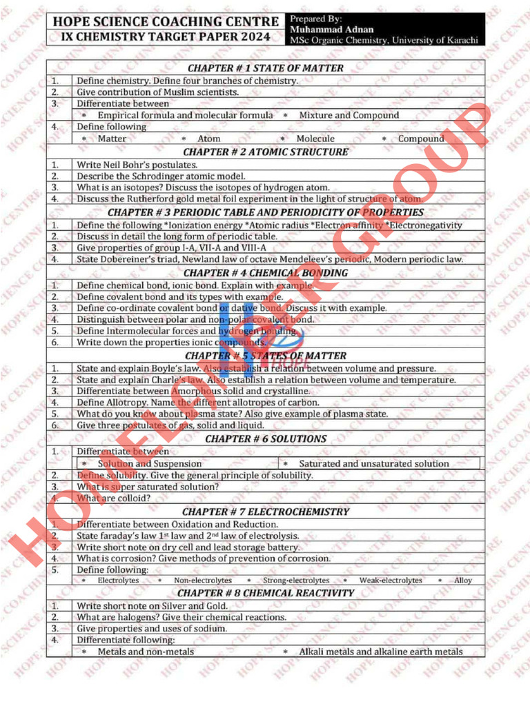 Ix-chemistry - Hope Science Target Paper 2024 - Homelander Group | PDF