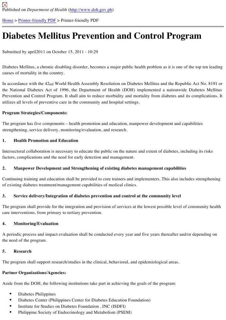 9 Department of Health - Diabetes Mellitus Prevention and Control ...