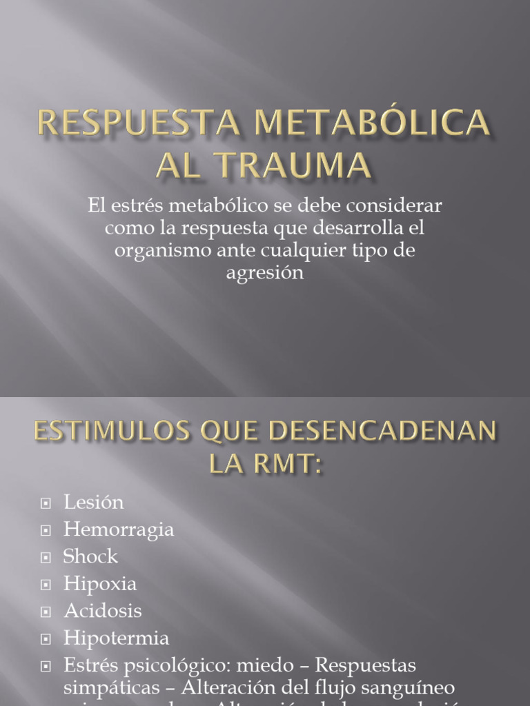 Estrés Metabólico: Respuestas y Efectos | PDF | Cortisol ...