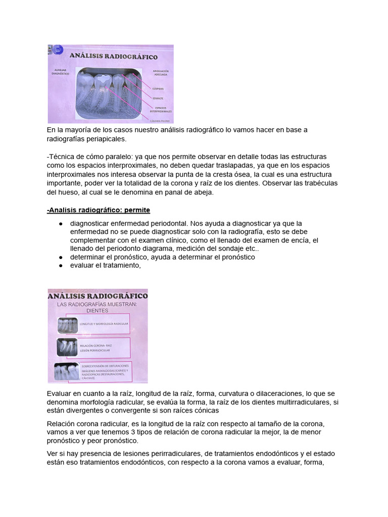 Análisis Radiográfico Periapical en Odontología | PDF | Especialidades ...