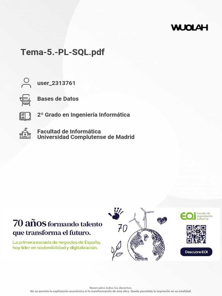 wuolah-free-Tema-5.-PL-SQL | PDF | SQL | Pl / Sql