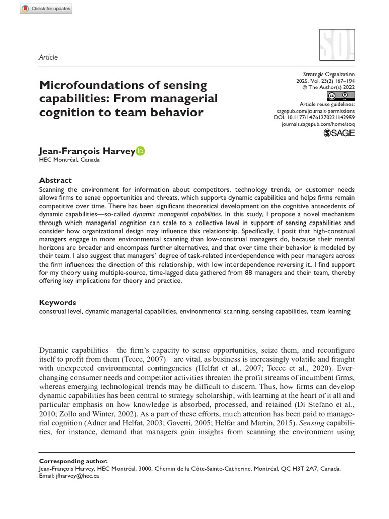 Microfoundations of Sensing | PDF | Cognition | Psychology