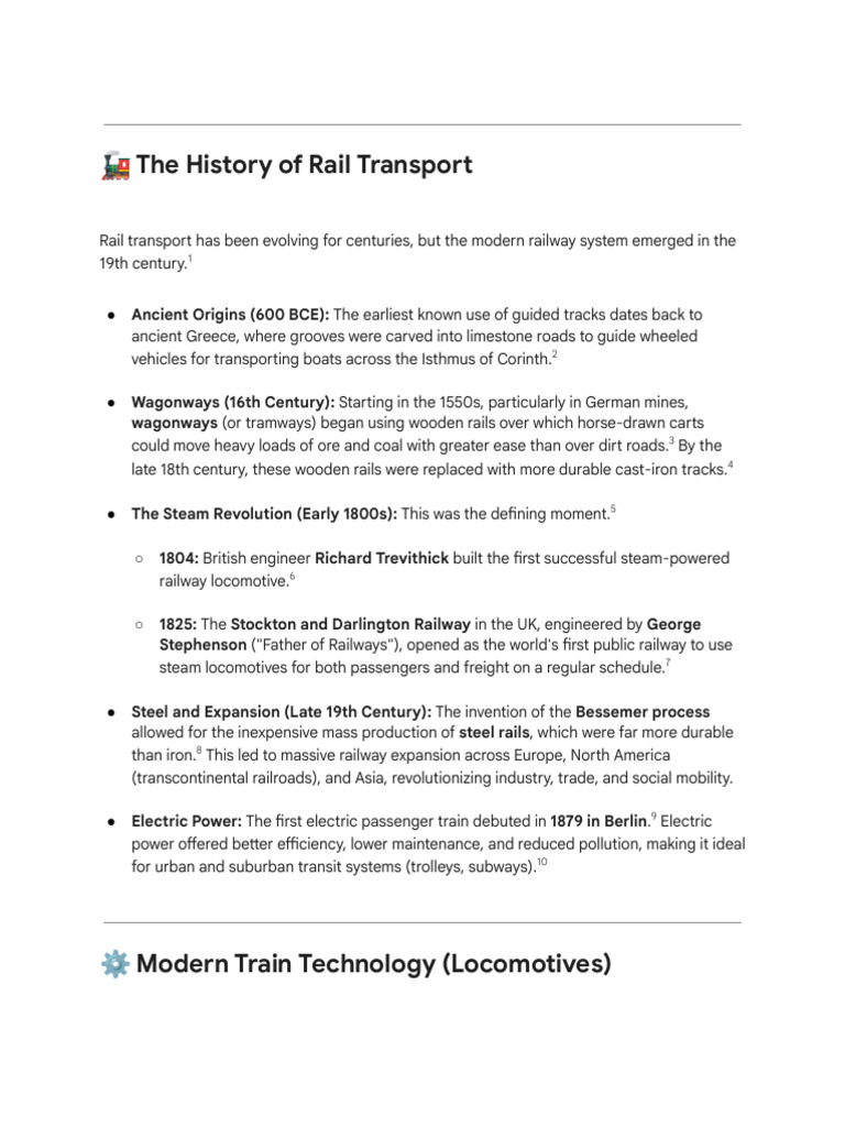 Evolution of Rail Transport History | PDF | Rail Transport | Train