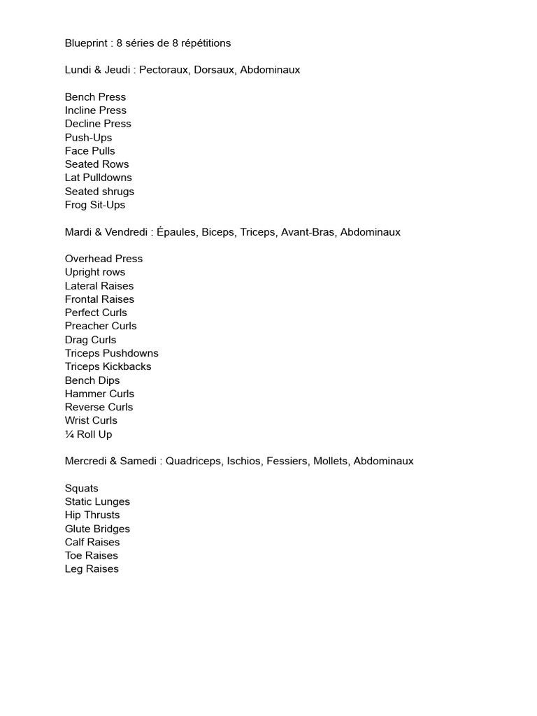 8x8 Workout Plan for Full Body Fitness | PDF