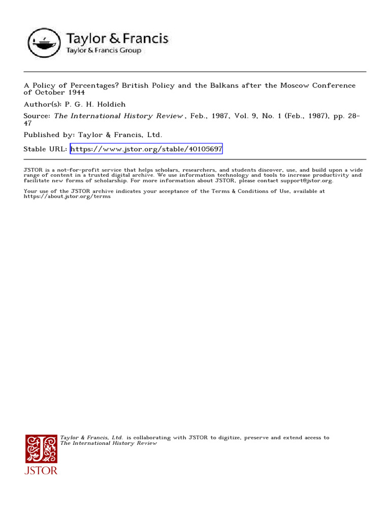 Holdich PolicyPercentagesBritish 1987 | PDF | Winston Churchill | Josip ...